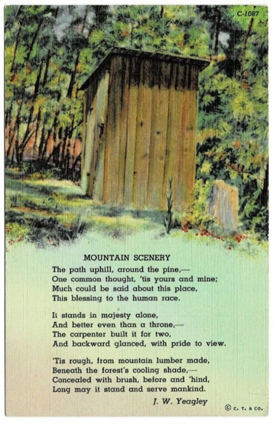 1950 Hillbilly Humor Outhouse Poem Vintage Comic Postcard – Get Lucky ...